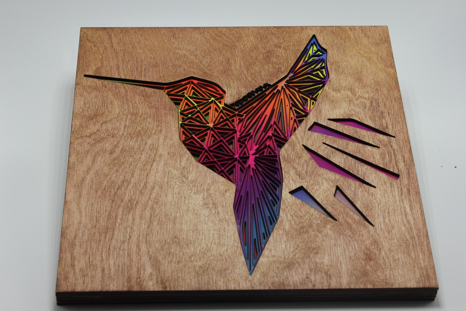 Layered Geometric Hummingbird Wall Art | Etsy