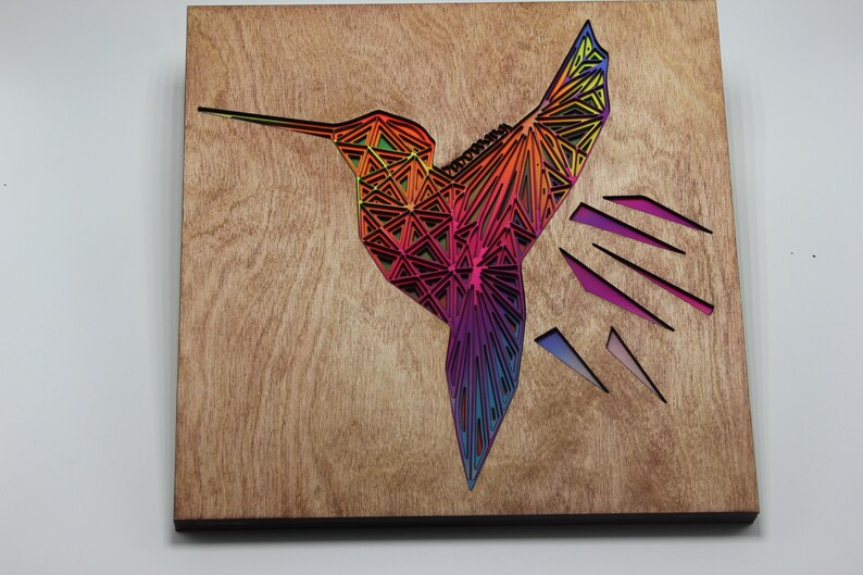Layered Geometric Hummingbird Wall Art | Etsy