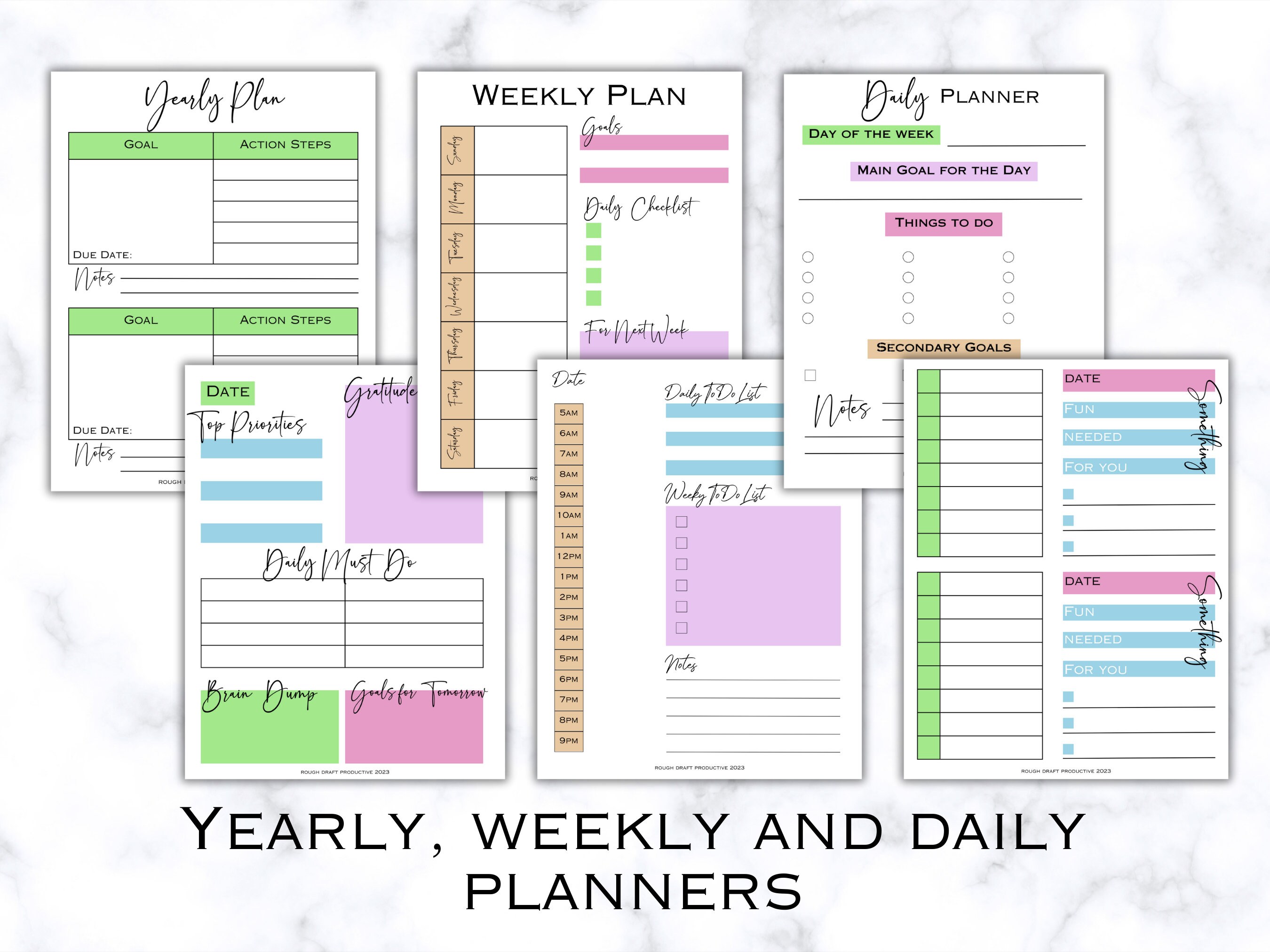 Productivity Planner Printable, Daily Weekly Monthly Planner, Yearly ...