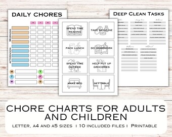 Downloadable Chore Chart for Adults - Etsy