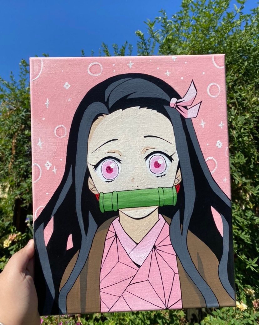 Nezuko glass painting - Etsy México