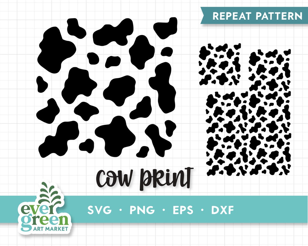 Cow Print Pattern Svg, Seamless Repeat Cow Spots, Black and White ...