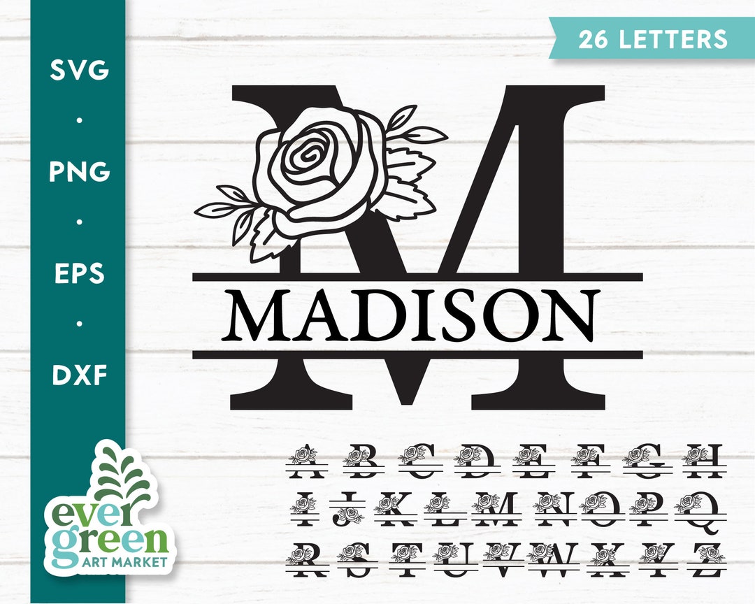 Floral Split Monogram Svg, Initial Svg, Split Letter Svg, Alphabet Svg ...