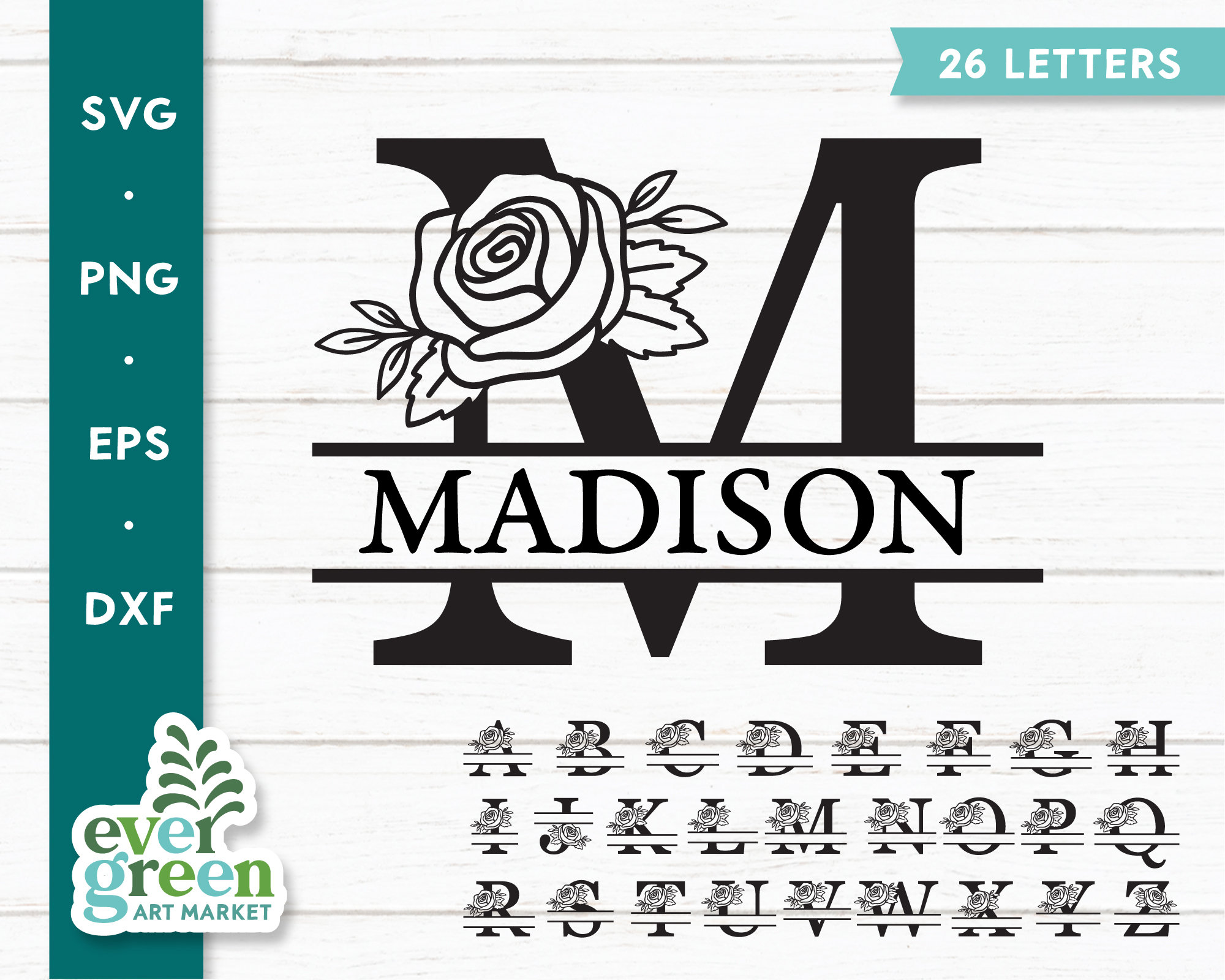 Floral Split Monogram Svg Initial Svg Split Letter Svg - Etsy
