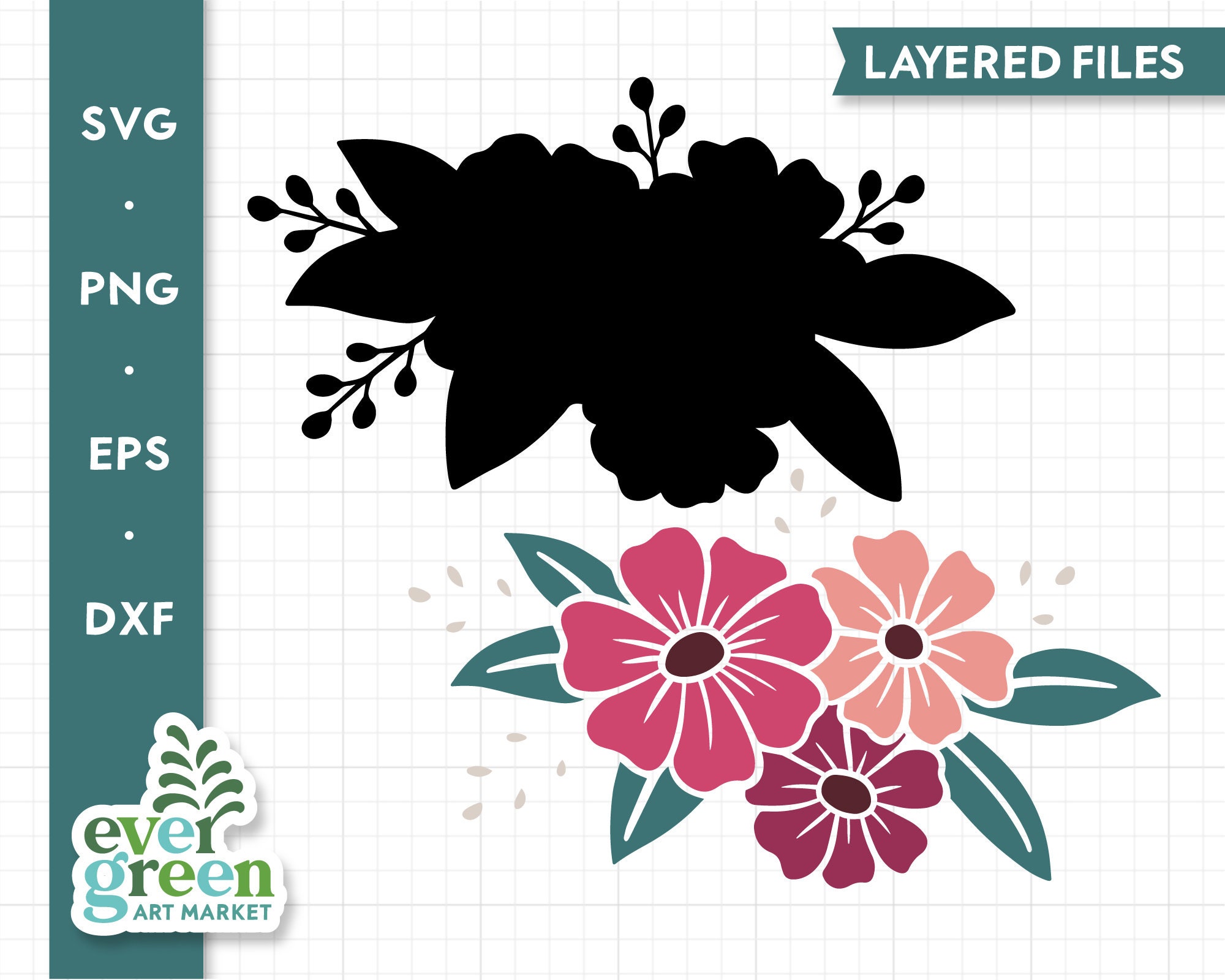 Flower Accent Svg Layered Floral Corner Svg Flower Border - Etsy Ireland