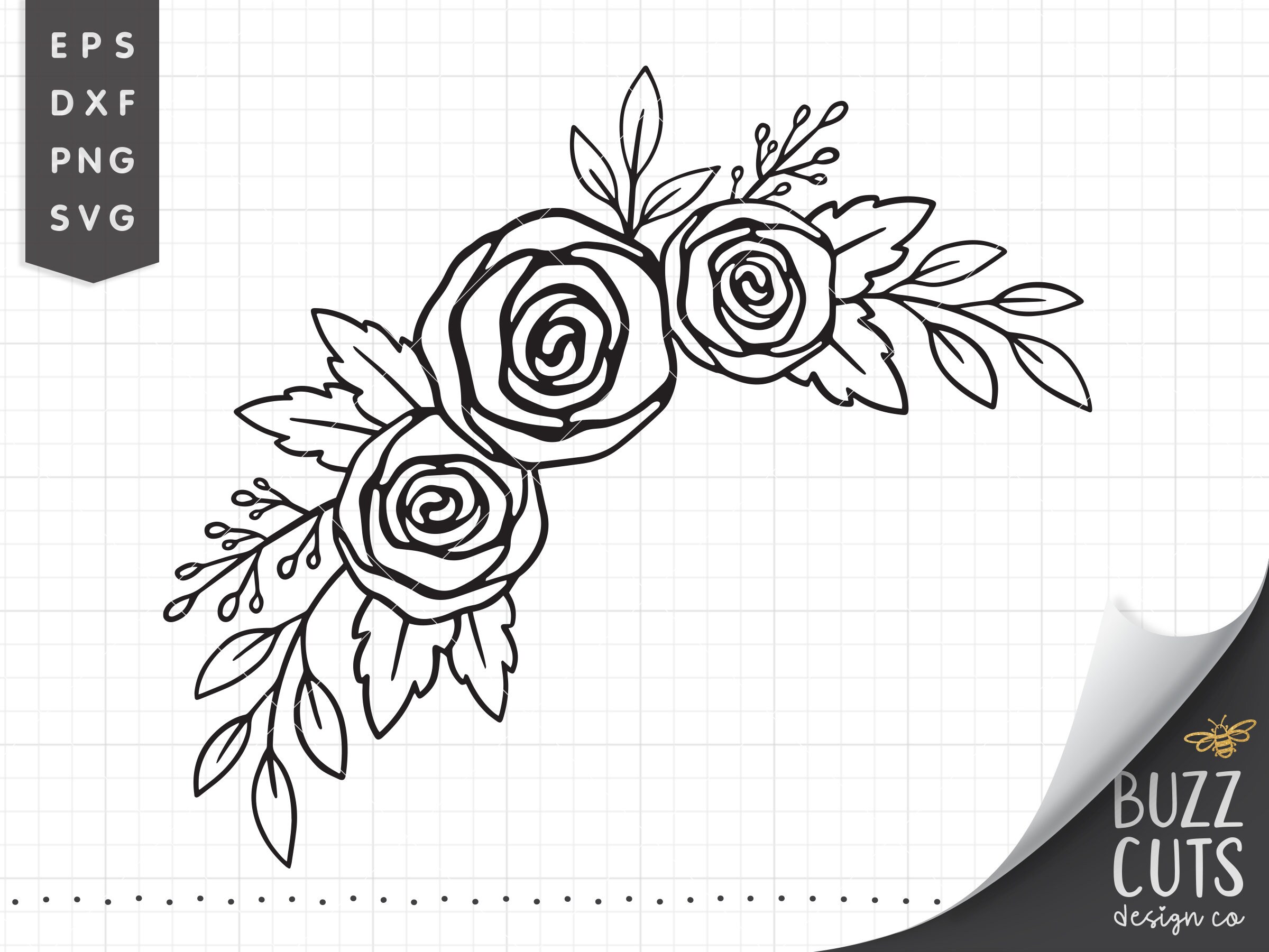 Rose Flower Corner Svg Roses Swag Svg Floral Border Svg | Etsy Ireland