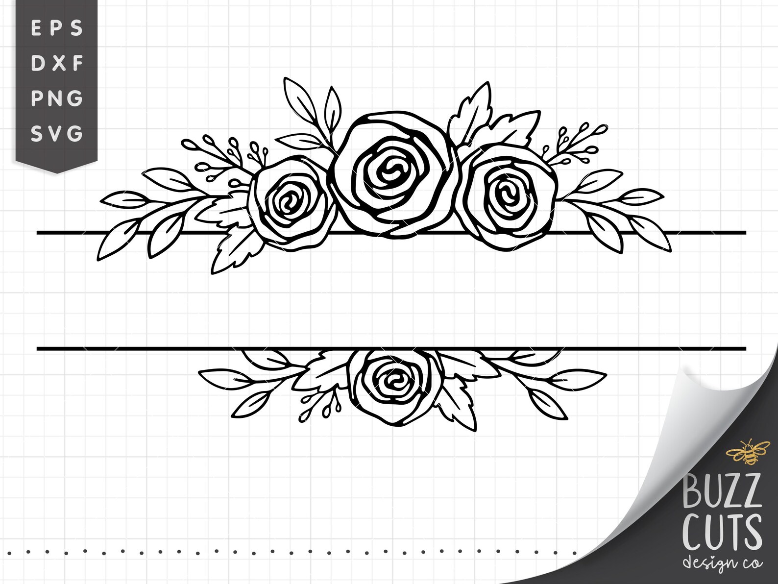 Flower Border Svg Split Monogram Family Name Frame Floral | Etsy