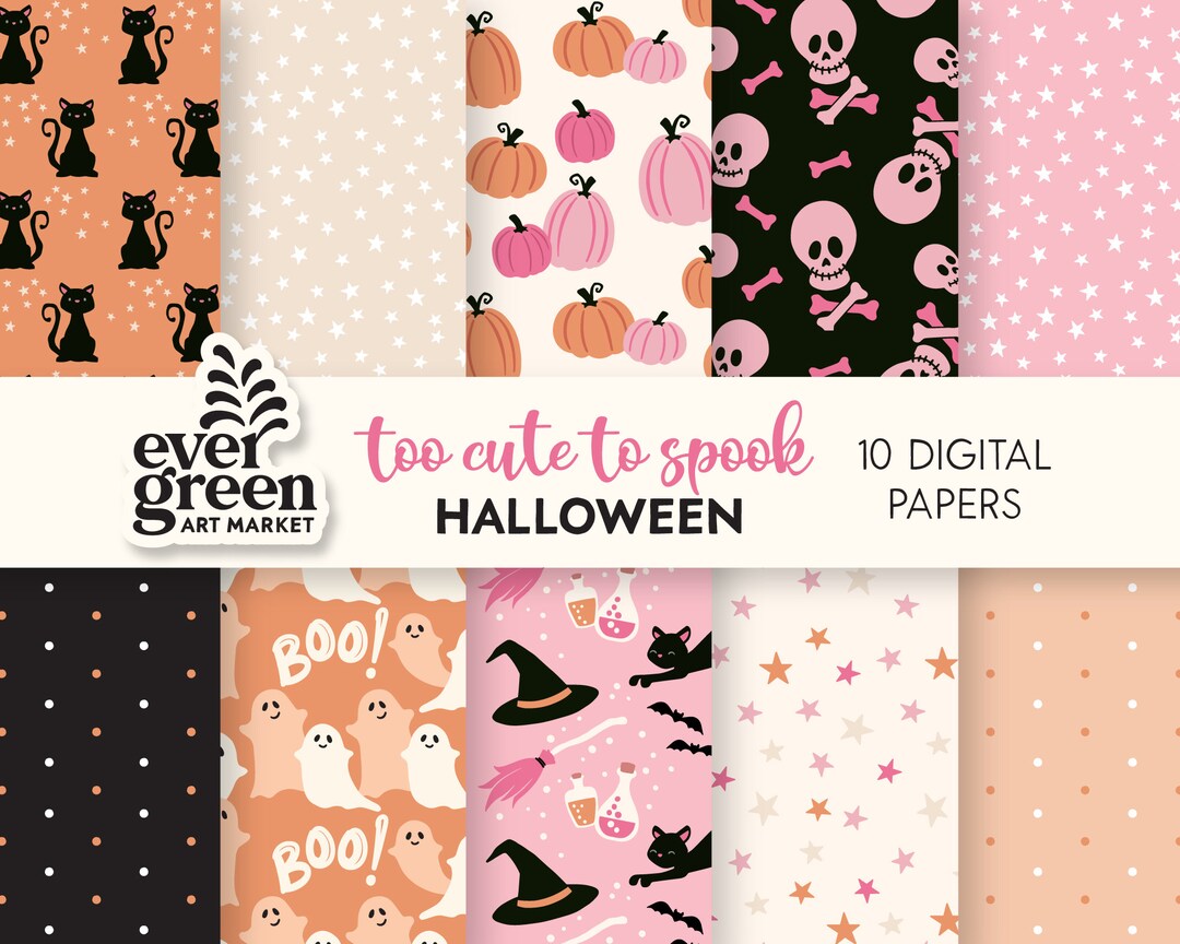 Halloween Digital Papers, Cute Halloween Pattern, Halloween Paper Pack ...