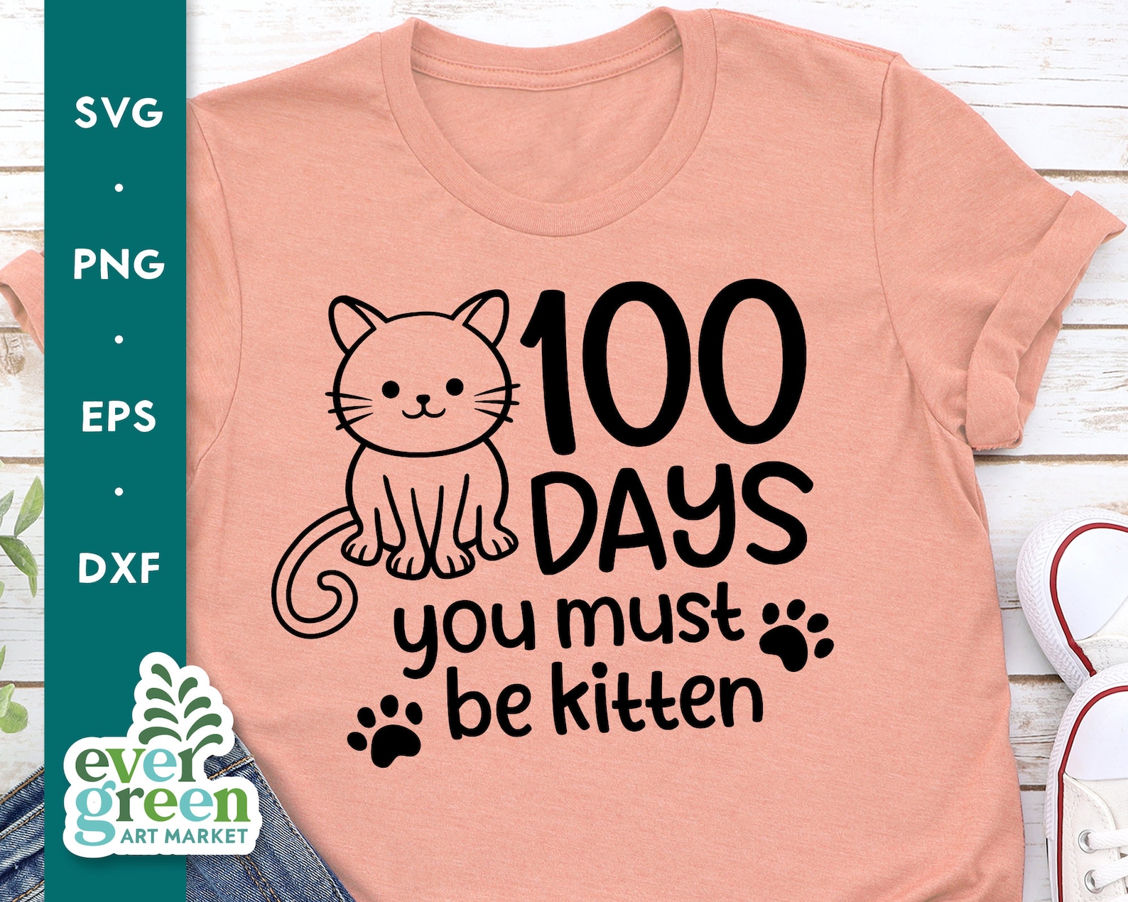 100 Days of School Svg, Cat Svg, Kitten Svg, Funny Teacher Design ...