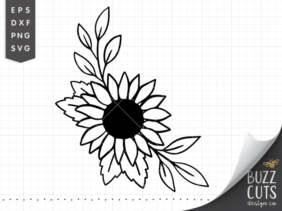 Sunflower Swag Svg Sunflower Corner Svg Floral Border Svg | Etsy