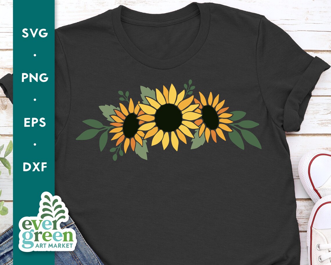Sunflower Border Svg Sunflower Swag Svg Floral Swag Svg - Etsy Canada