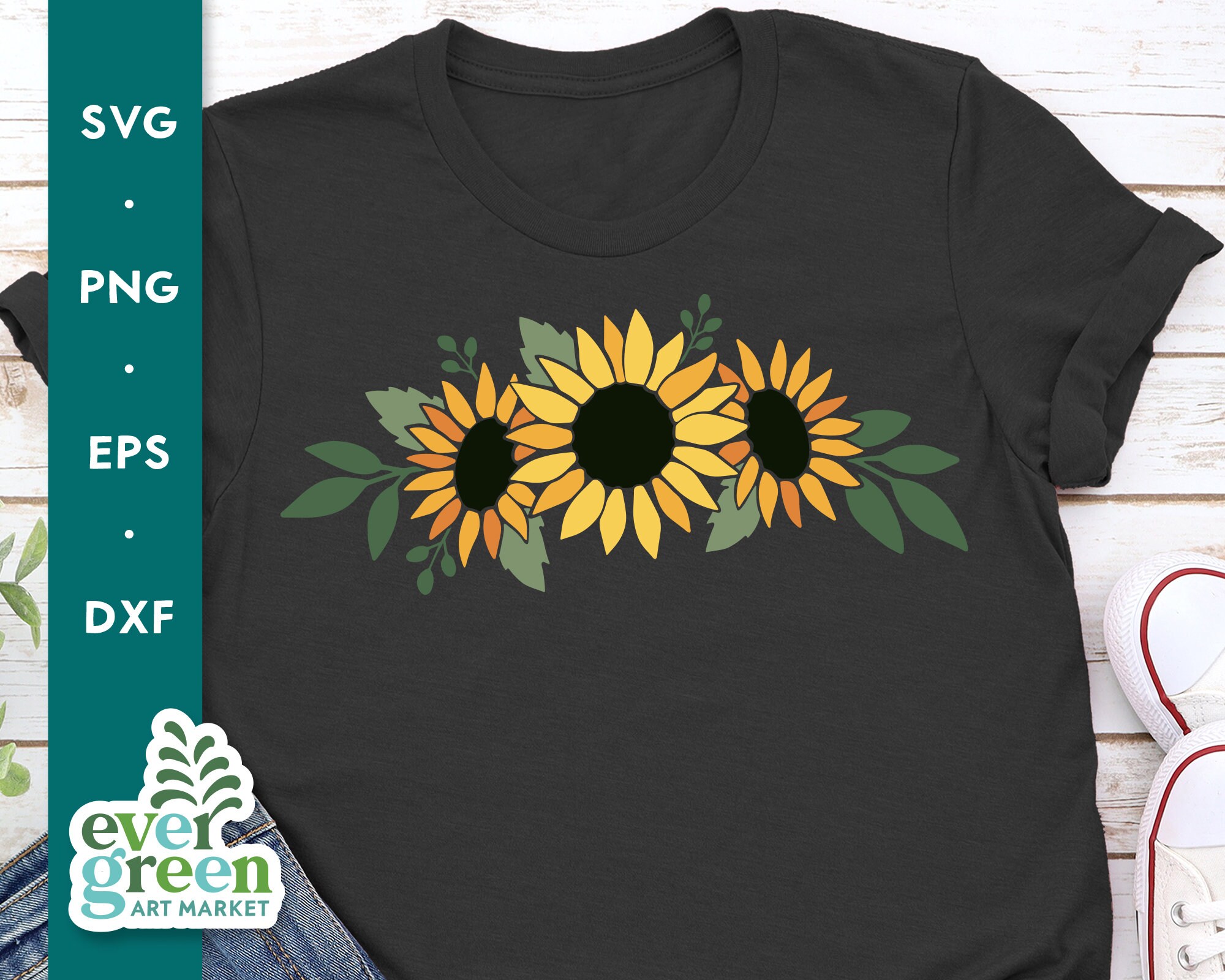 Sunflower Border Svg Sunflower Swag Svg Floral Swag Svg - Etsy