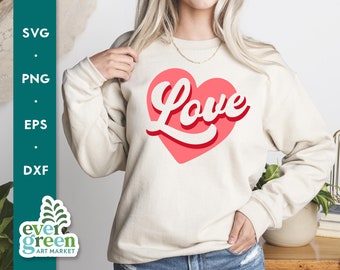 Groovy Valentine's Day Svg Bundle in Retro Font. - Etsy