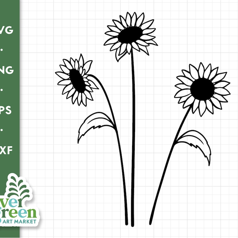 Sunflower Drawing - Etsy