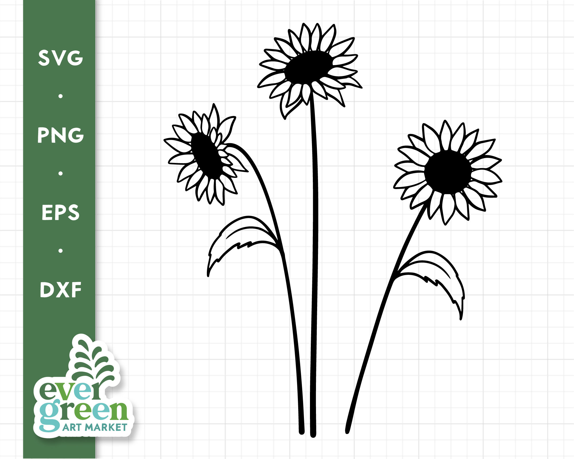 Sunflower Stem Svg Sunflower Bouquet Svg Wildflower Svg - Etsy