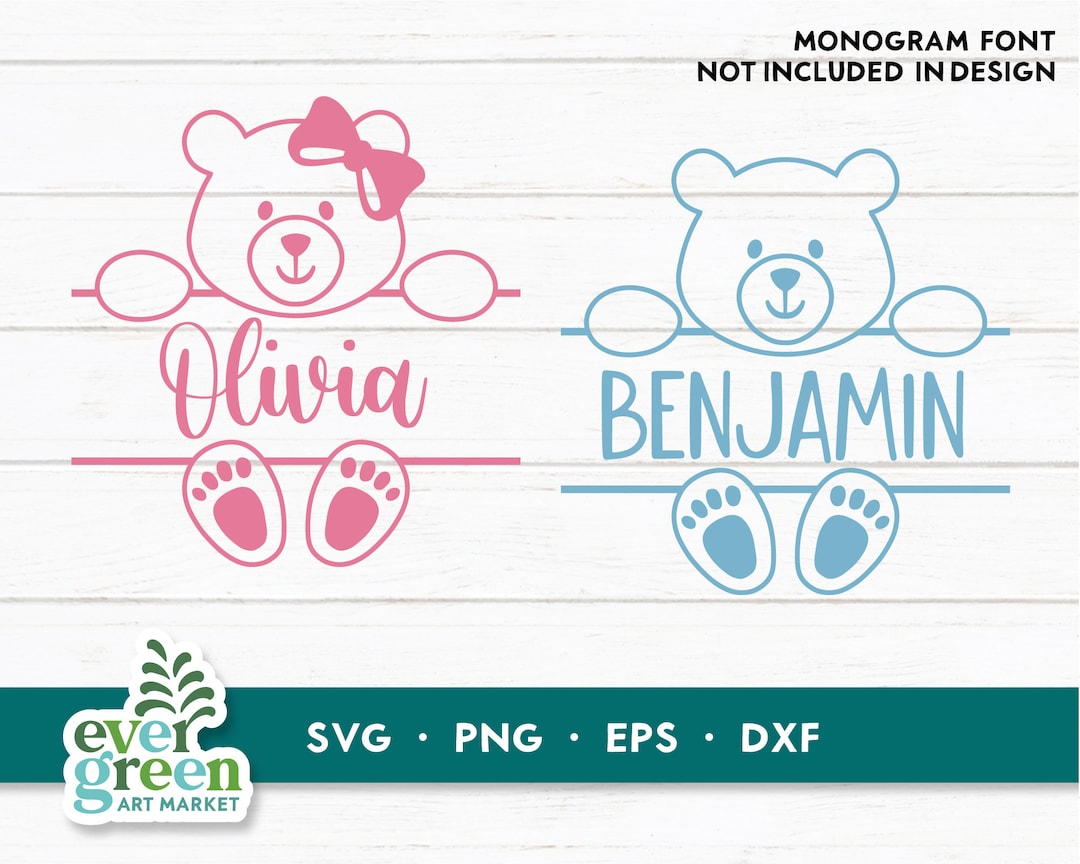Teddy Bear Monogram Svg, Bear Monogram Svg, Bear Name Svg, Name Frame ...