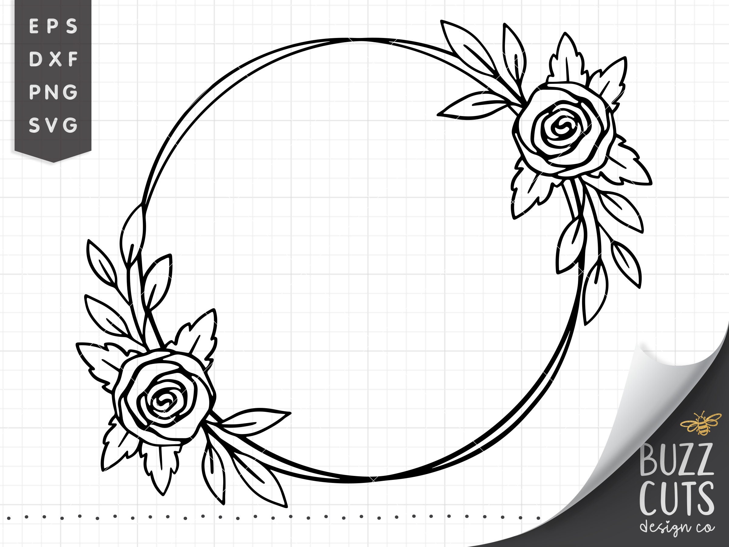 Floral Circle Wreath Svg Flower Wreath Svg Circle Svg Etsy