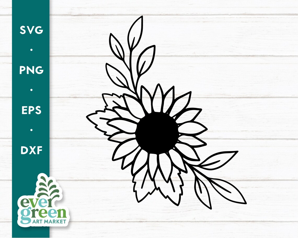 Sunflower Swag Svg, Sunflower Corner Svg, Floral Border Svg, Simple ...