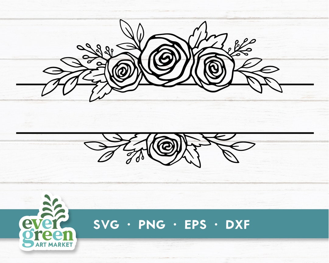 Flower Border Svg, Split Monogram, Family Name Frame, Floral Wedding ...