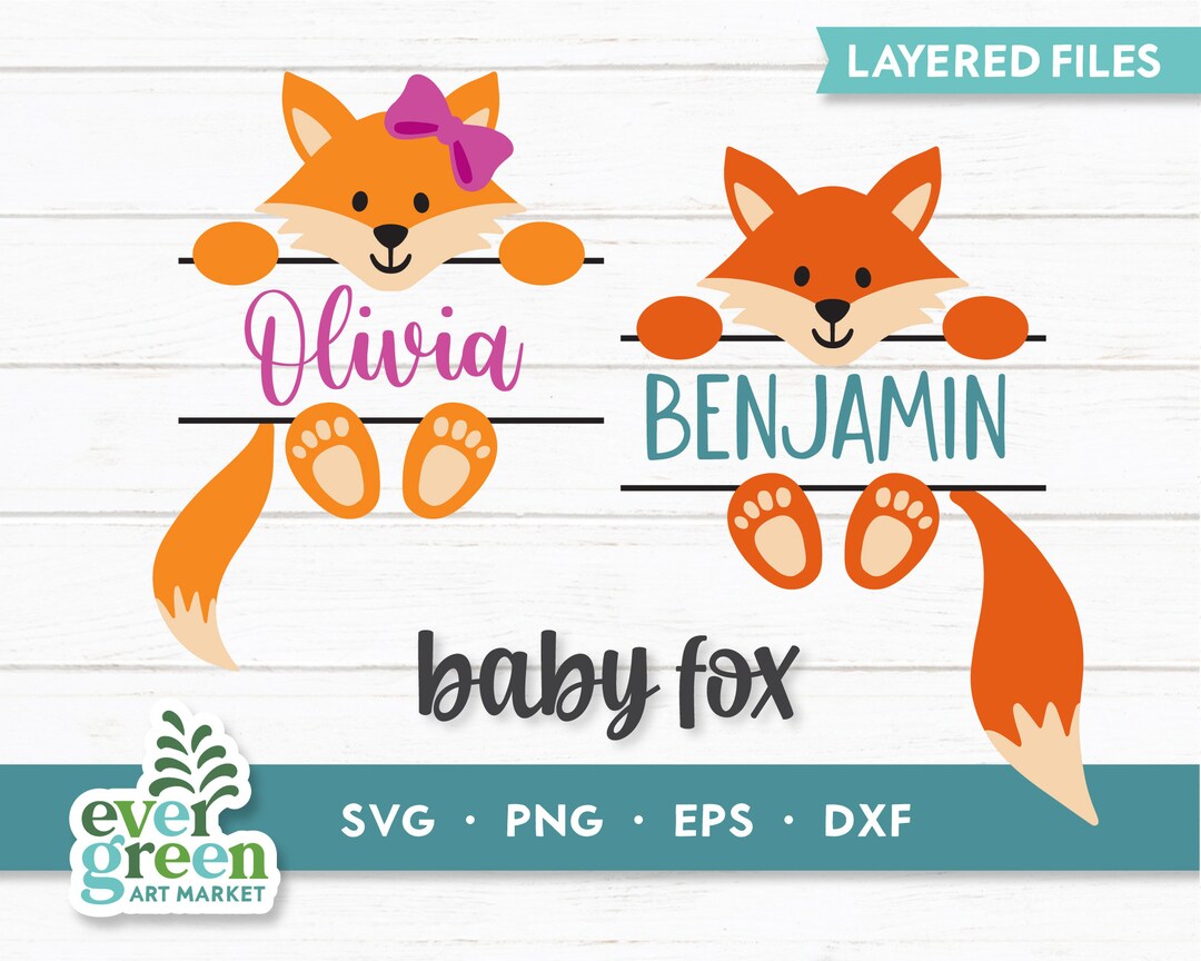 Fox Monogram Svg, Baby Name Frame Svg, Baby Fox Clip Art, Woodland ...