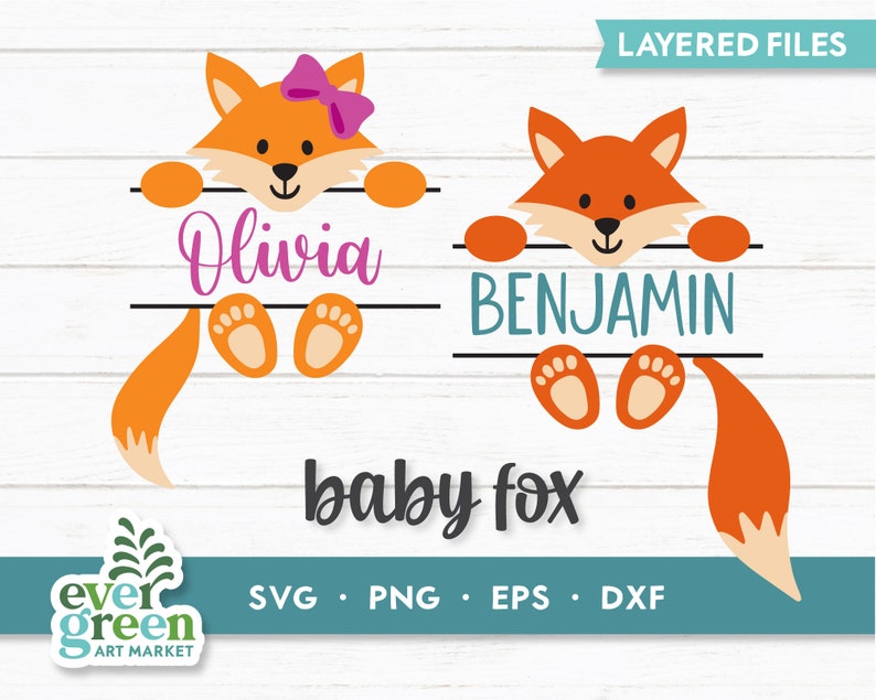 Fox Monogram Svg Baby Name Frame Svg Baby Fox Clip Art - Etsy