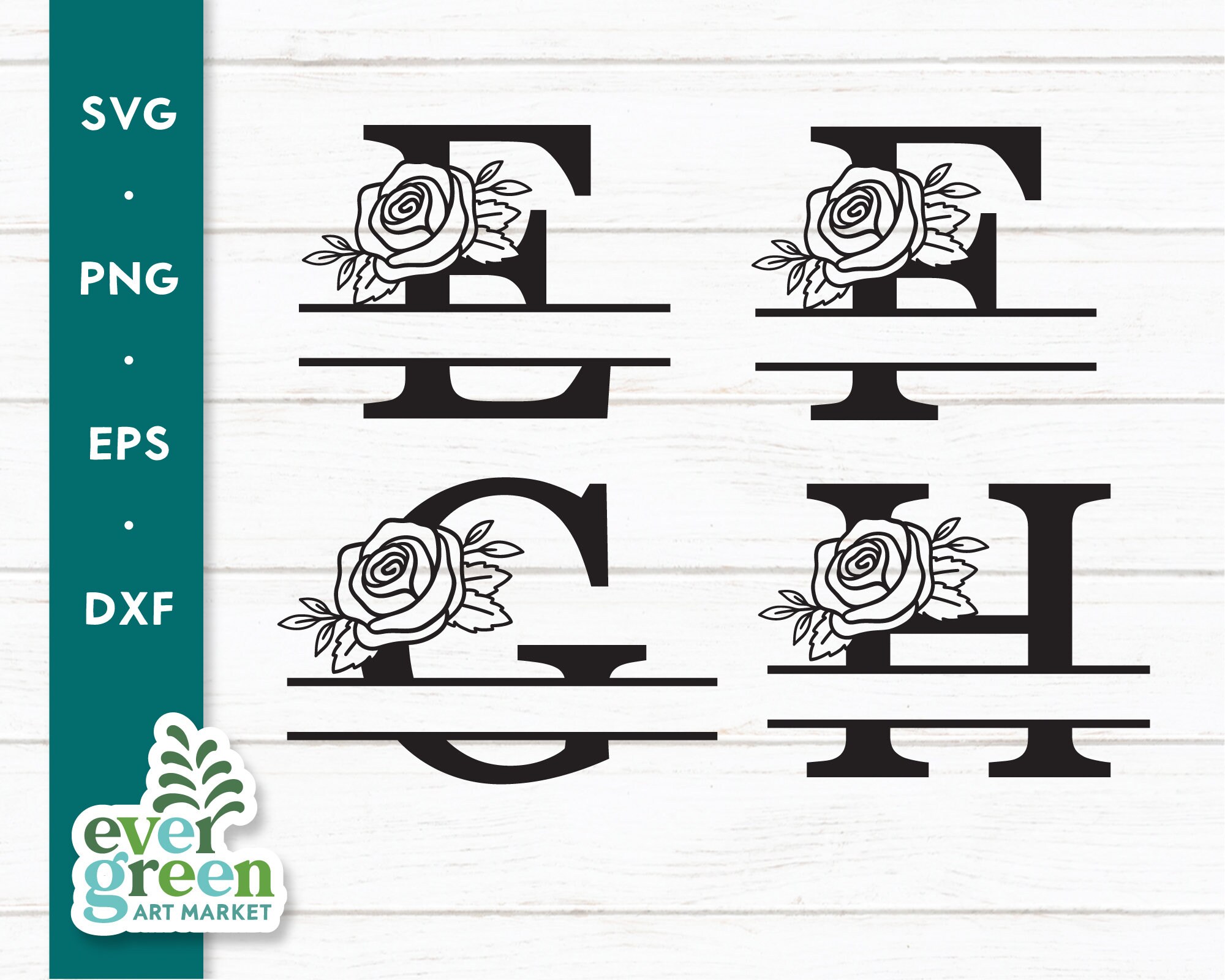 Floral Split Monogram Svg, Initial Svg, Split Letter Svg, Alphabet Svg ...
