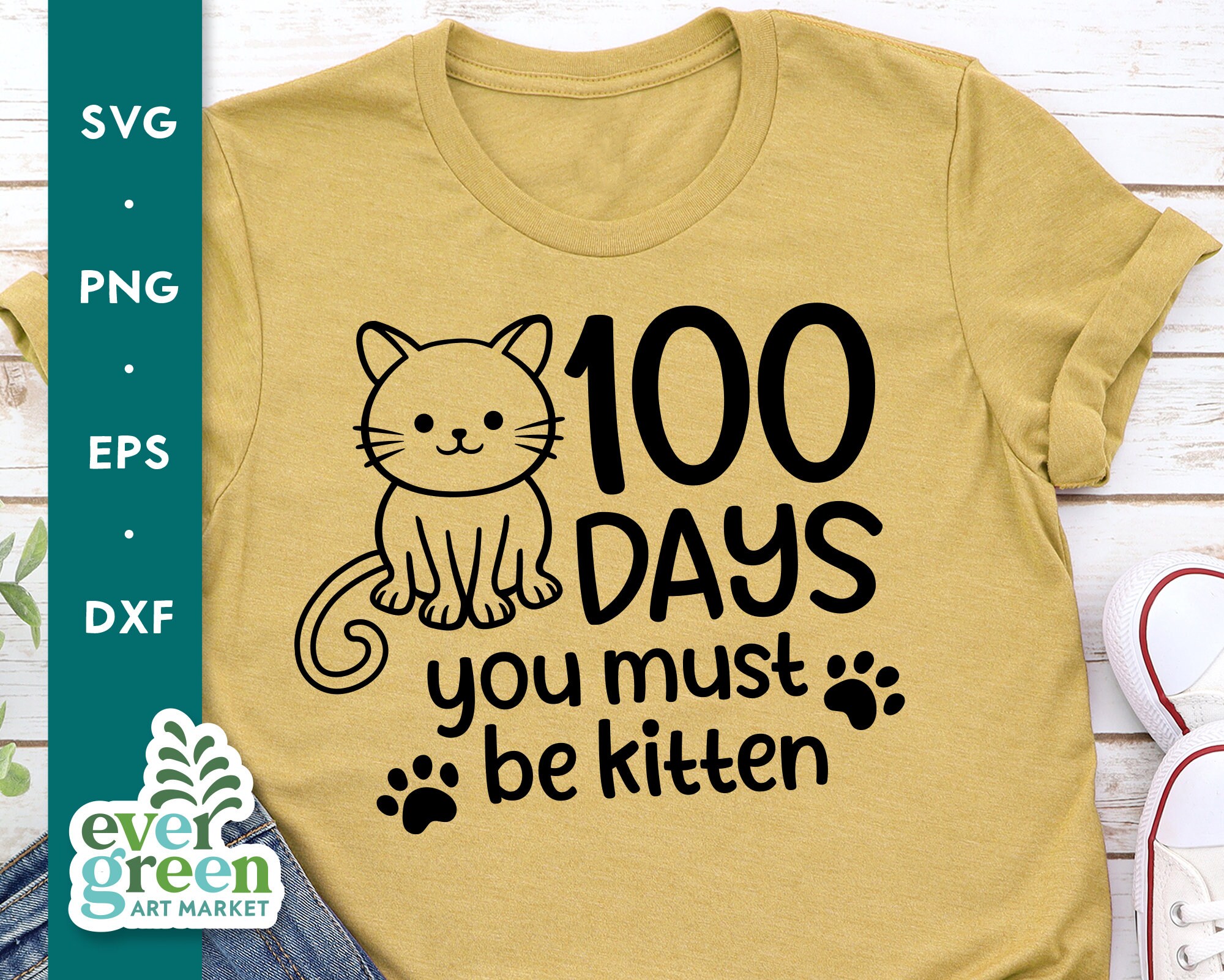 100 Days of School Svg, Cat Svg, Kitten Svg, Funny Teacher Design ...