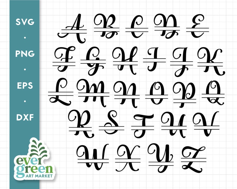 Split Monogram Svg Name Svg Initial Svg Alphabet Svg - Etsy