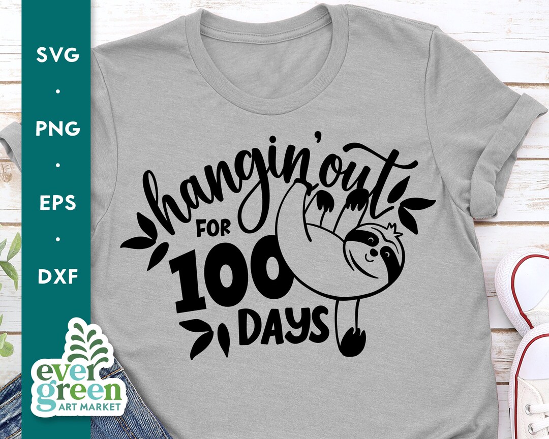 100 Days of School, Sloth Hangin Out Svg, Sloth Svg, 100 Slow Days ...