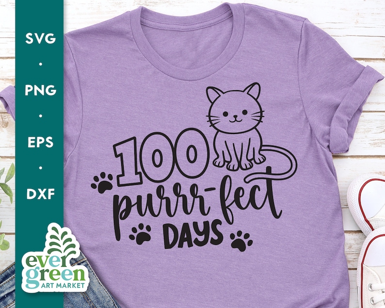 100 Purrrfect Days of School Cat Kitten Svg, Funny Teacher Design ...