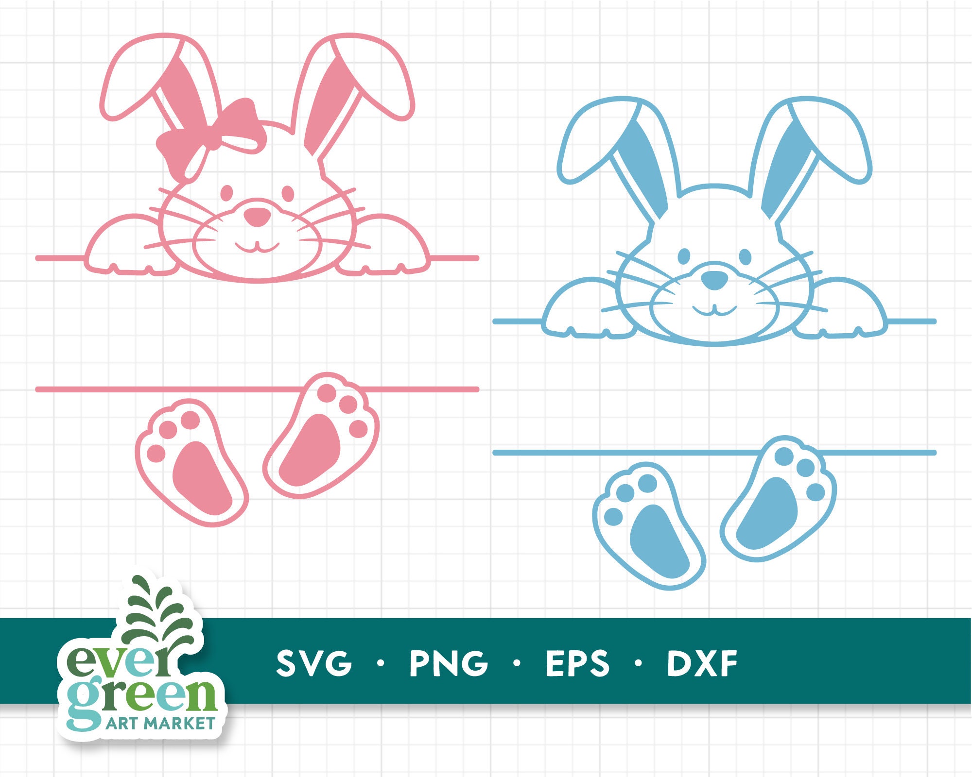 Easter Bunny Svg, Name Frame SVG, Bunny Split Svg, Bunny Face Svg ...