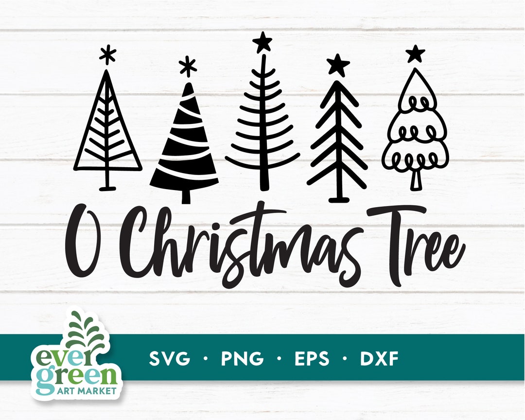 O Christmas Tree Svg, Hand Drawn Christmas Trees SVG, Row of Christmas ...