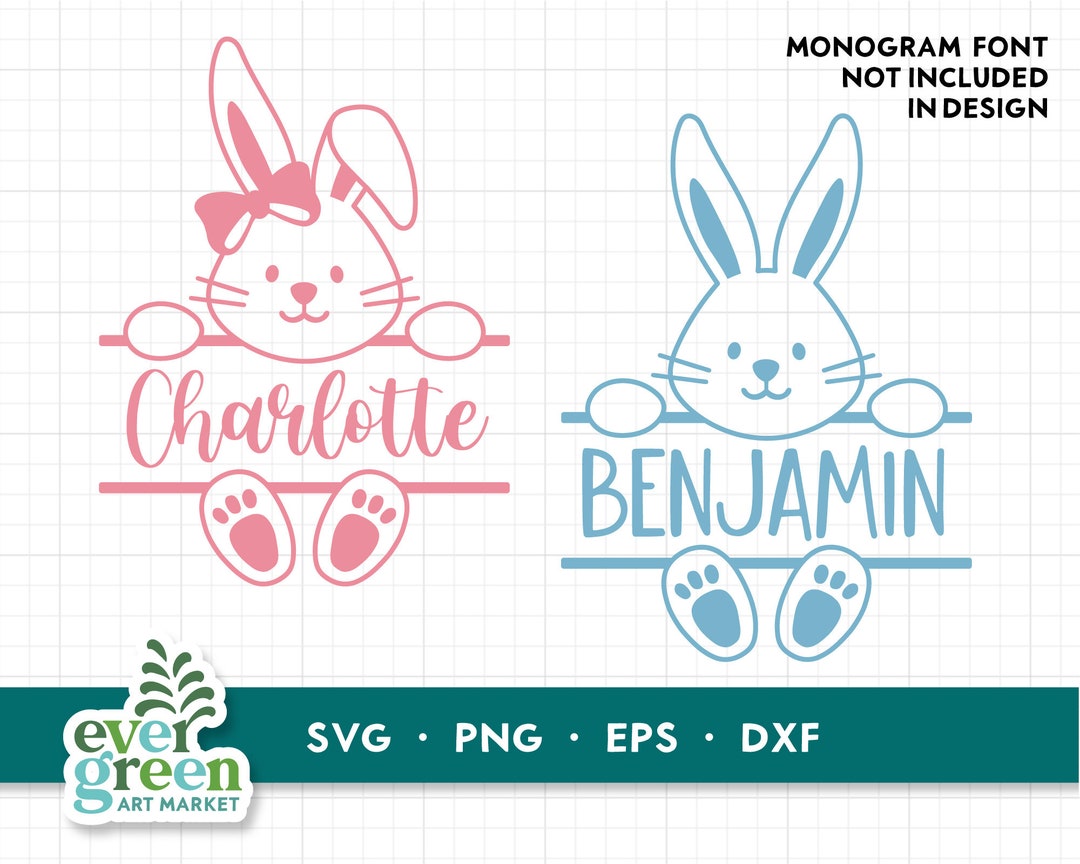 Easter Bunny Svg, Bunny Split Svg, Bunny Face Svg, Name Frame SVG ...