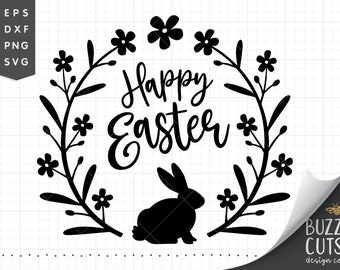 Happy Easter Bunny SVG Cut File Happy Easter SVG Design File - Etsy