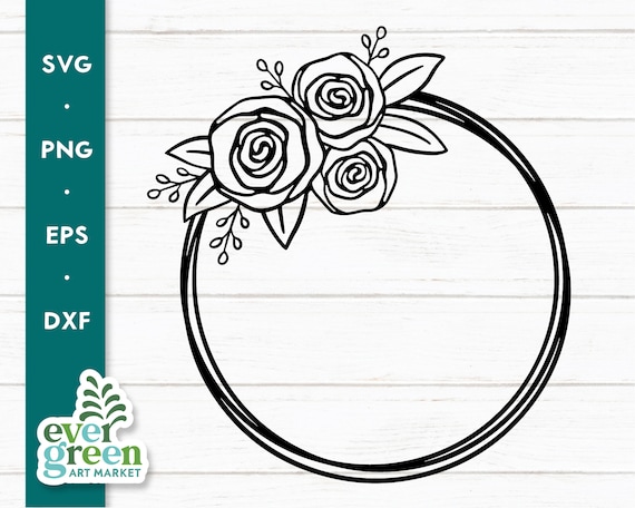 Floral Monogram Frame Svg Rose Circle Wreath Svg Flower - Etsy