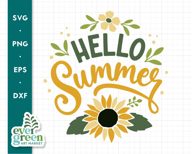 Hello Summer Svg Sunflower Round Door Hanger Summer Welcome Etsy