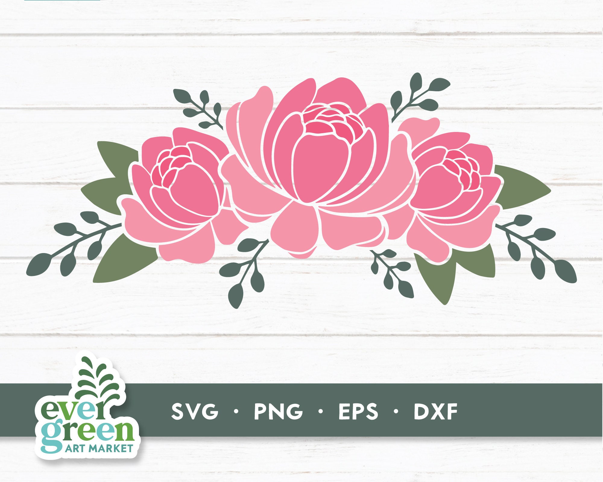 Floral Swag Svg, Peony Svg, Floral Border Svg, Botanical Svg, Hand ...