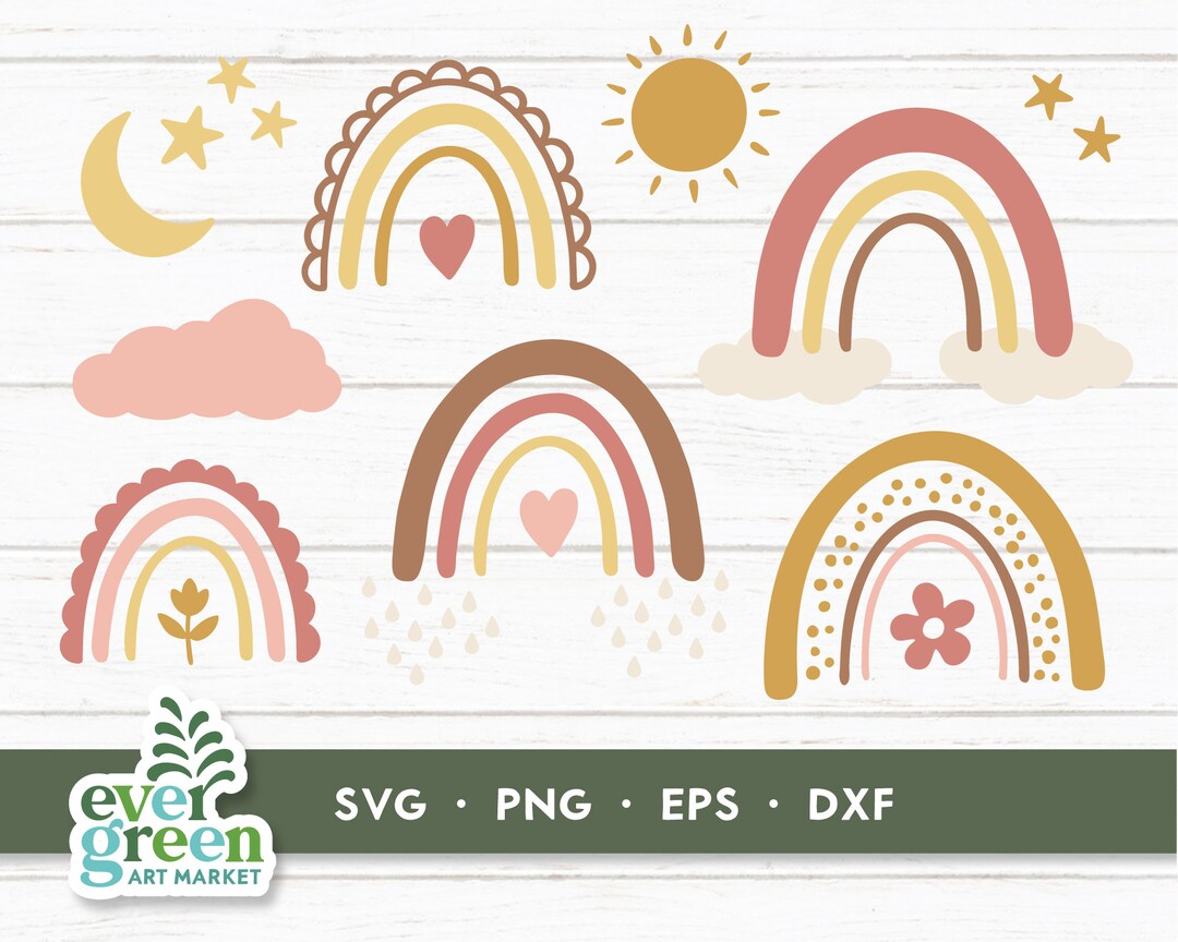 Rainbow Bundle Svg, Rainbow Svg, Boho Rainbow Svg, Boho Nursery Svg ...