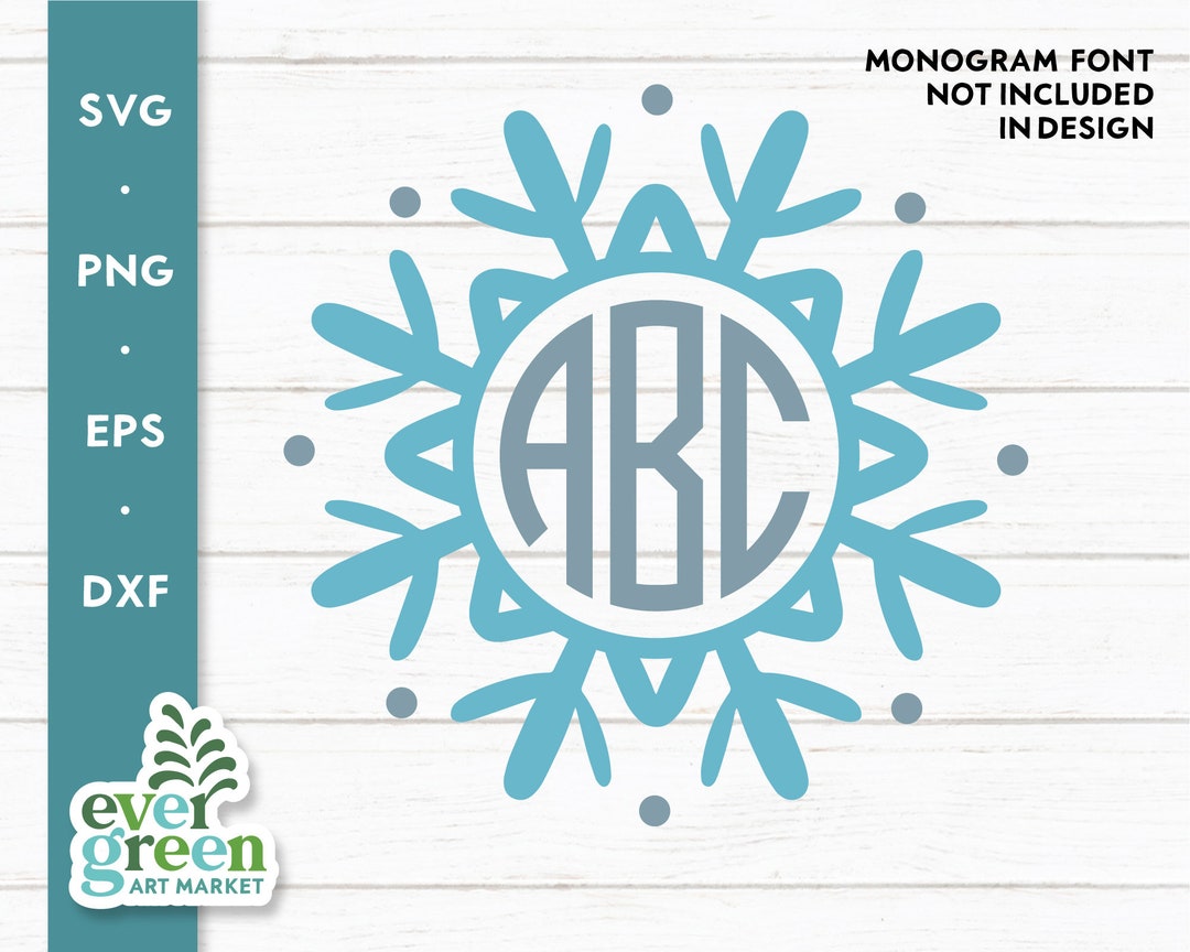 Snowflake Monogram Svg, Monogram Frame Svg, Hand Drawn Snowflake Svg ...