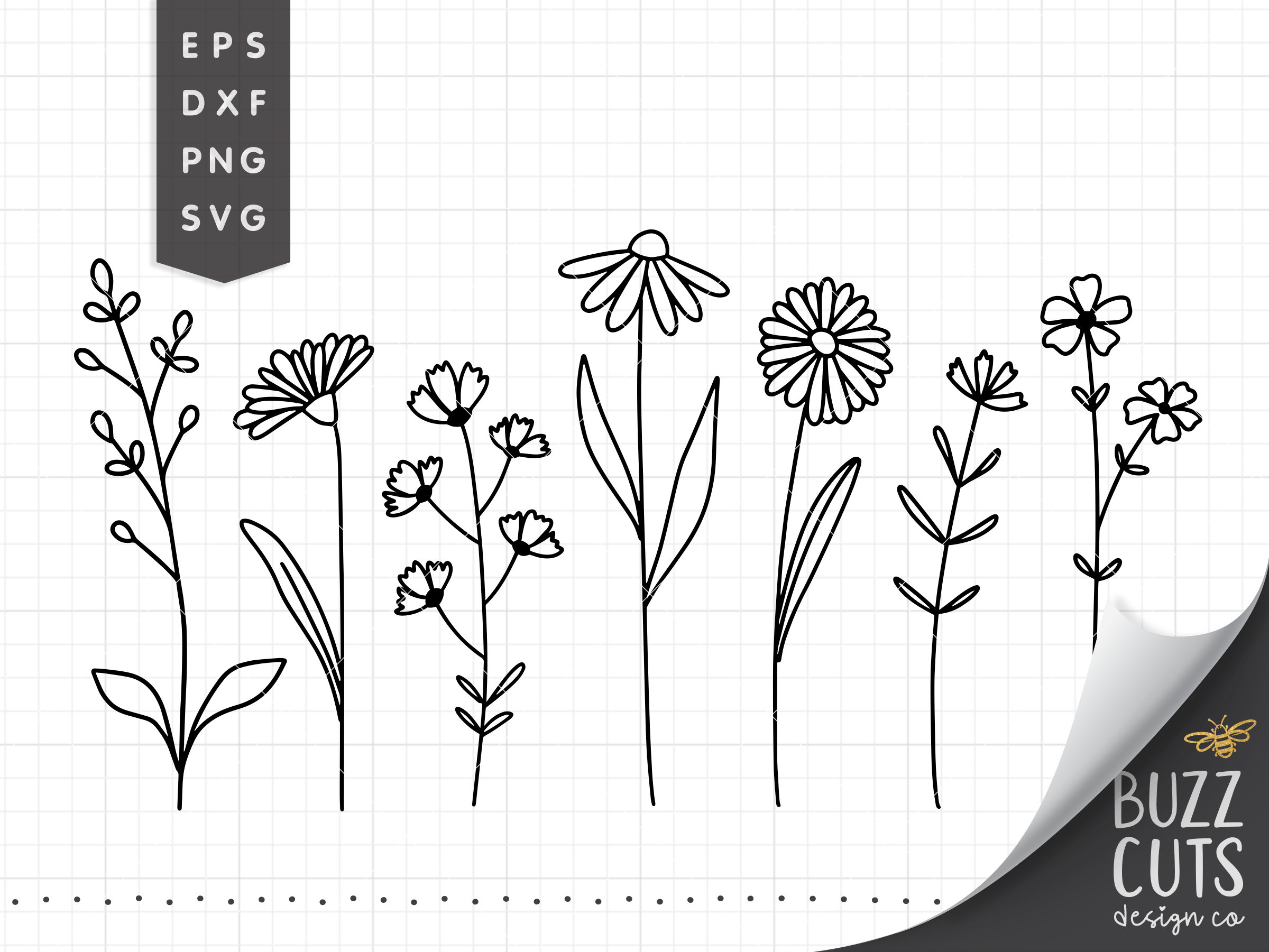 Wildflower Bundle Svg Boho Flower Bundle Botanical Svg Boho Etsy