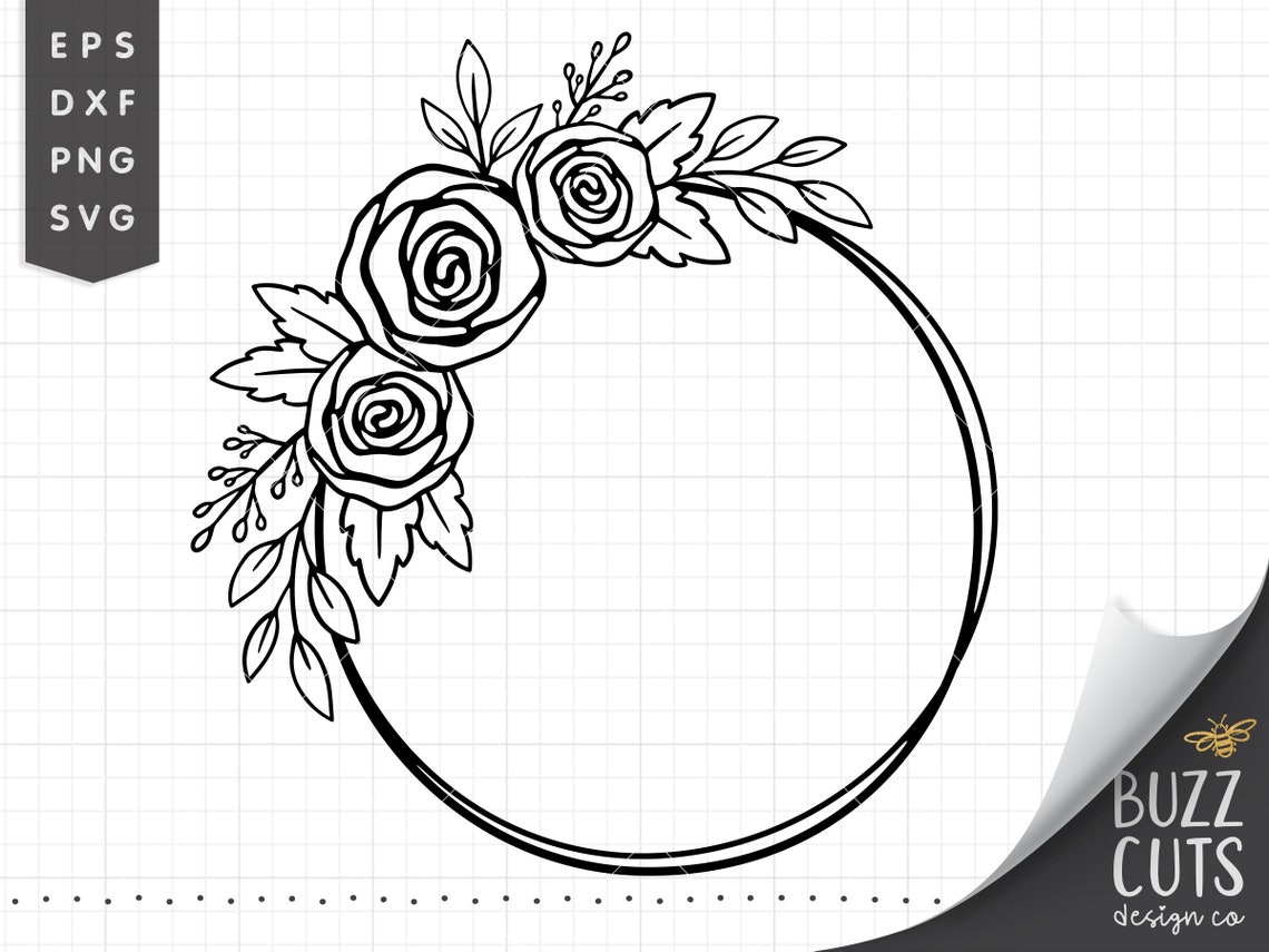 Floral Circle Svg Rose Flower Wreath Svg Floral Monogram | Etsy UK