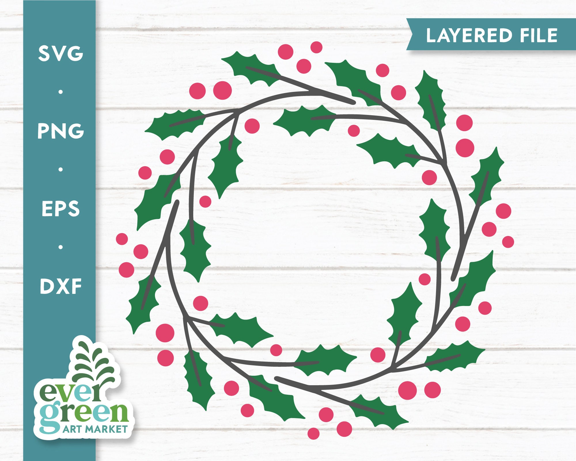 Holly Wreath Svg Christmas Wreath Svg Mistletoe Wreath Svg - Etsy