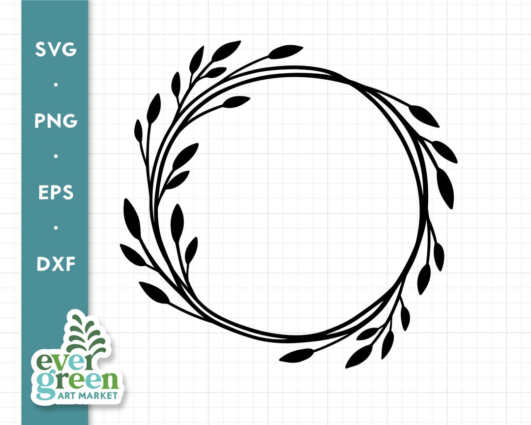 Leaf Wreath Svg, Leaf Spray Svg, Circle Frame Svg, Vine Wreath Svg ...