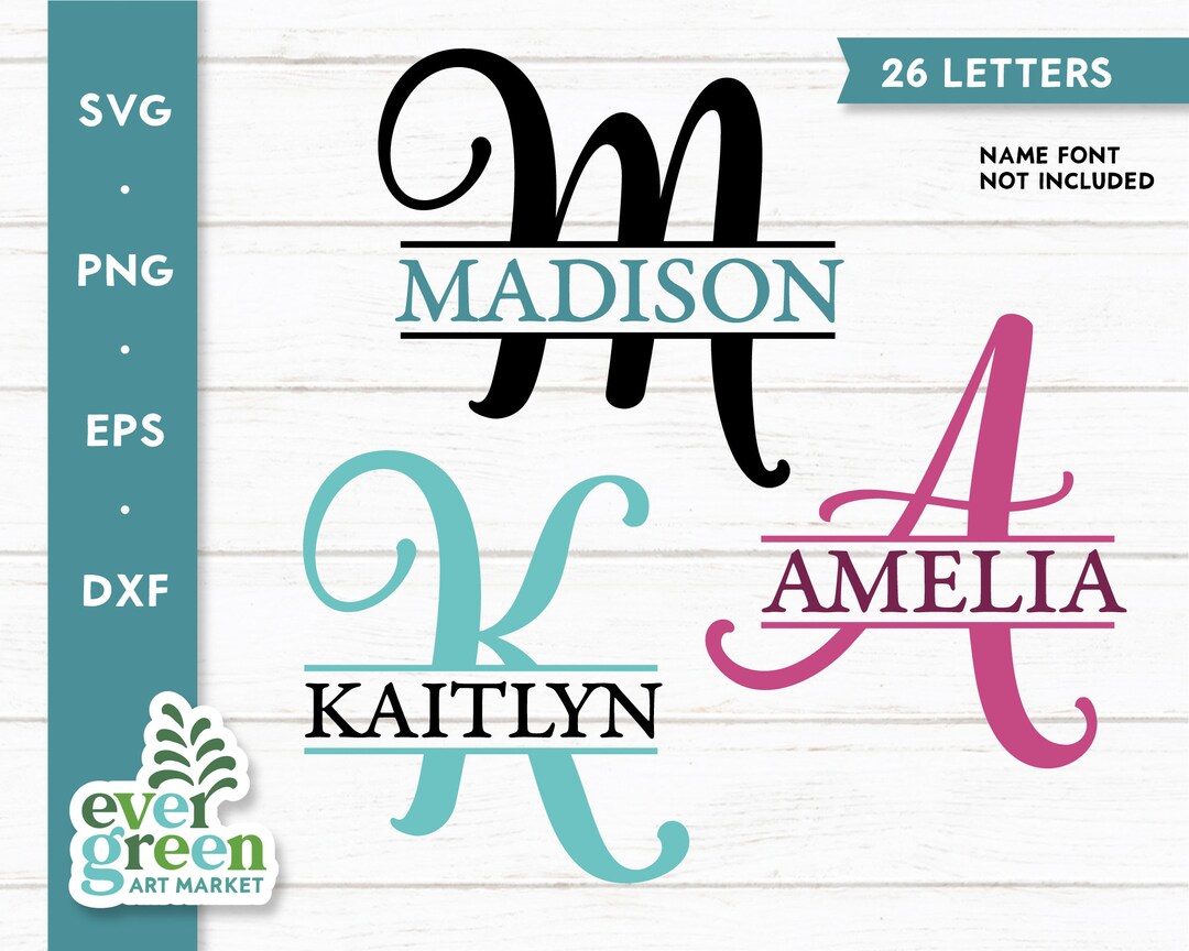 Monograma dividido svg nombre svg svg inicial alfabeto svg - Etsy España