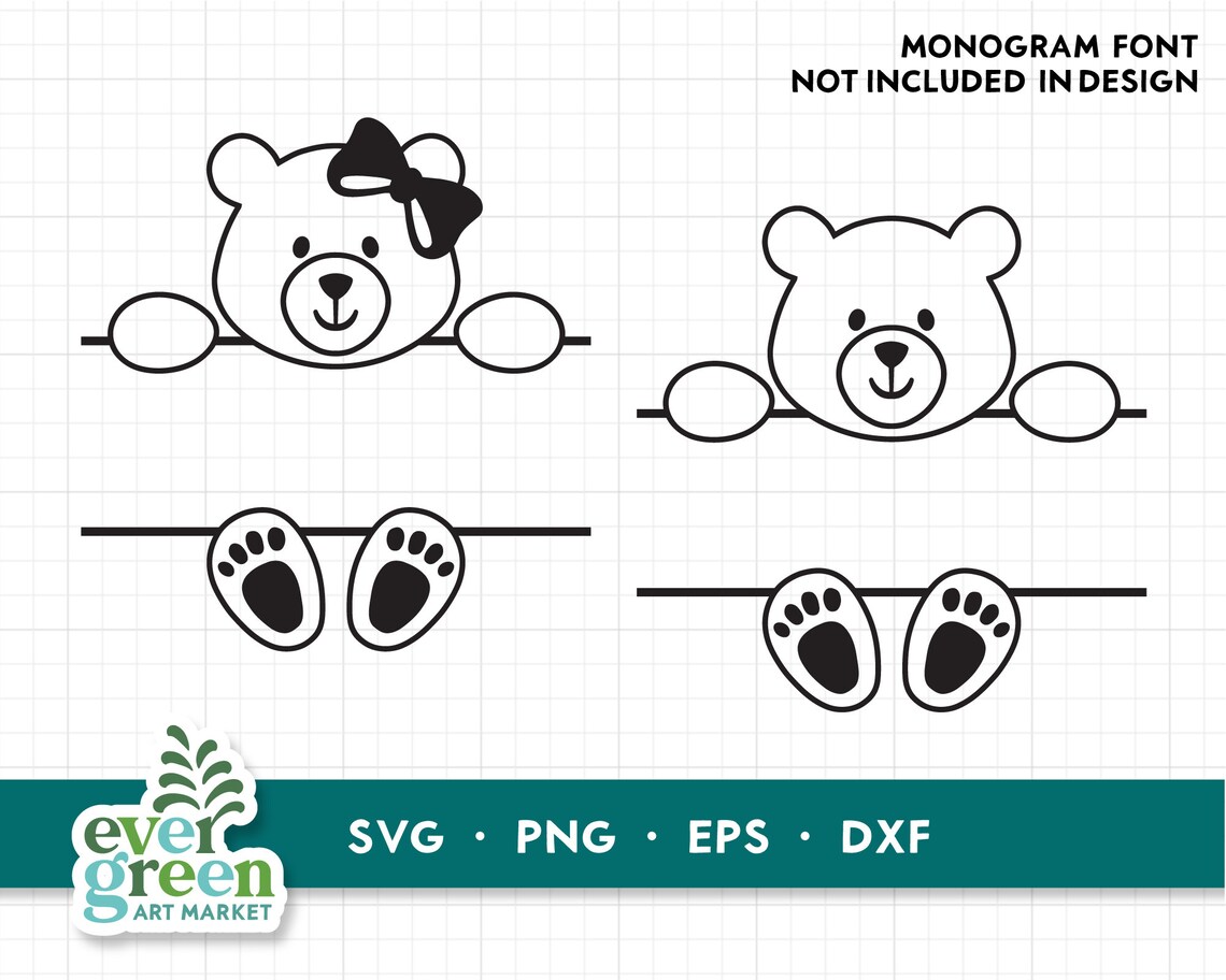 Teddy Bear Monogram Svg, Bear Monogram Svg, Bear Name Svg, Name Frame ...