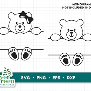 Teddy Bear Monogram Svg, Bear Monogram Svg, Bear Name Svg, Name Frame ...
