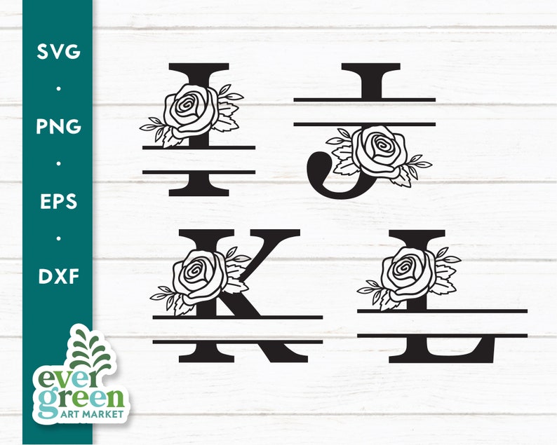 Floral Split Monogram Svg Initial Svg Split Letter Svg - Etsy