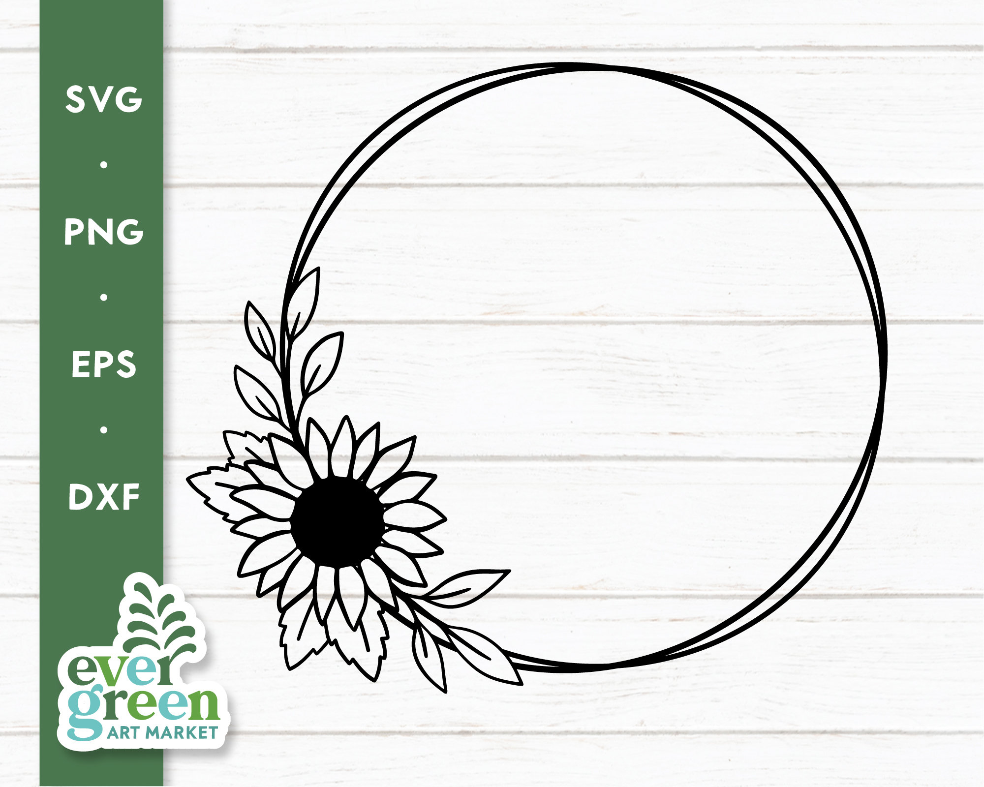 Sunflower Circle Wreath Svg, Floral Wreath Svg, Sunflower Circle Svg ...