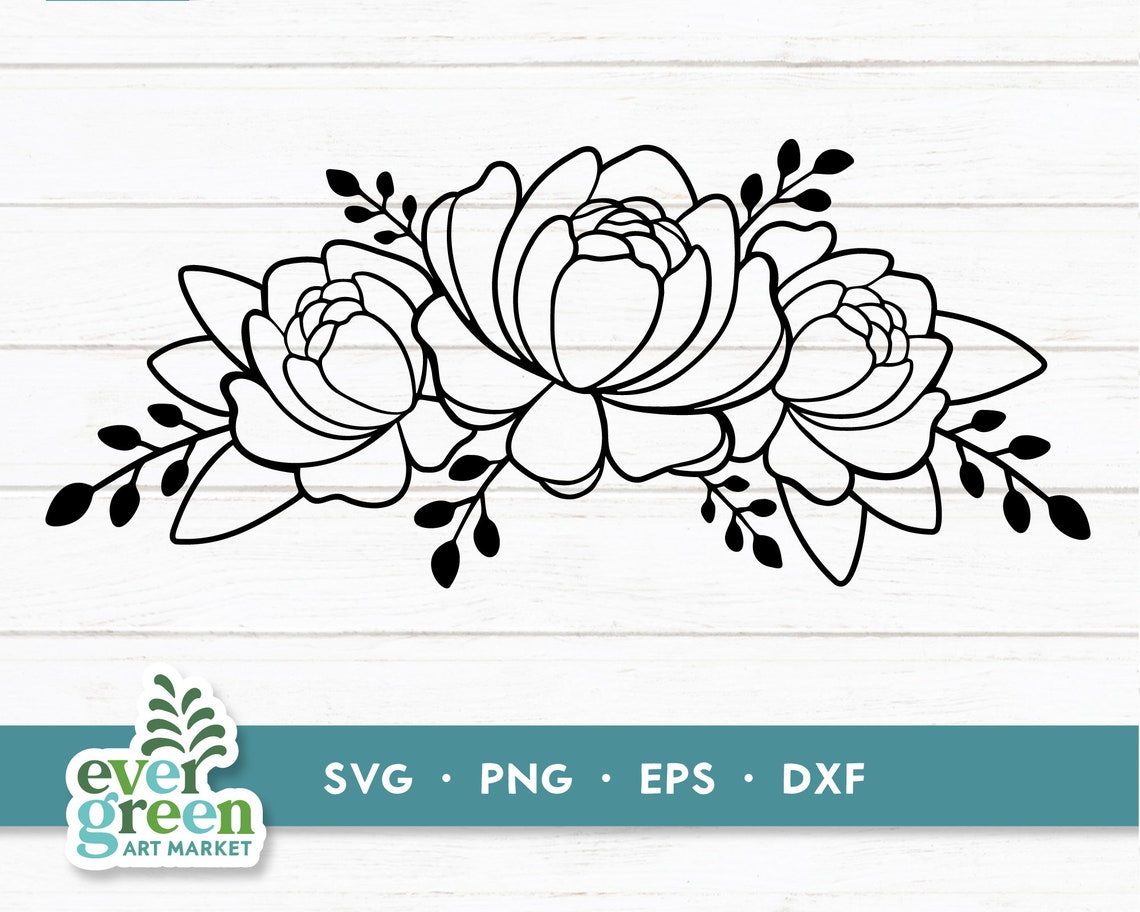 Floral Swag Svg Peony Svg Floral Border Svg Botanical Svg - Etsy