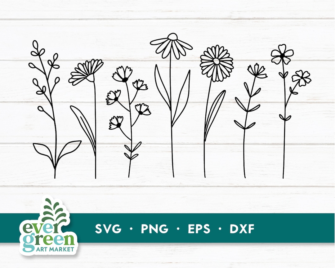 Wildflower Bundle Svg, Boho Flower Bundle, Botanical Svg, Boho Svg ...